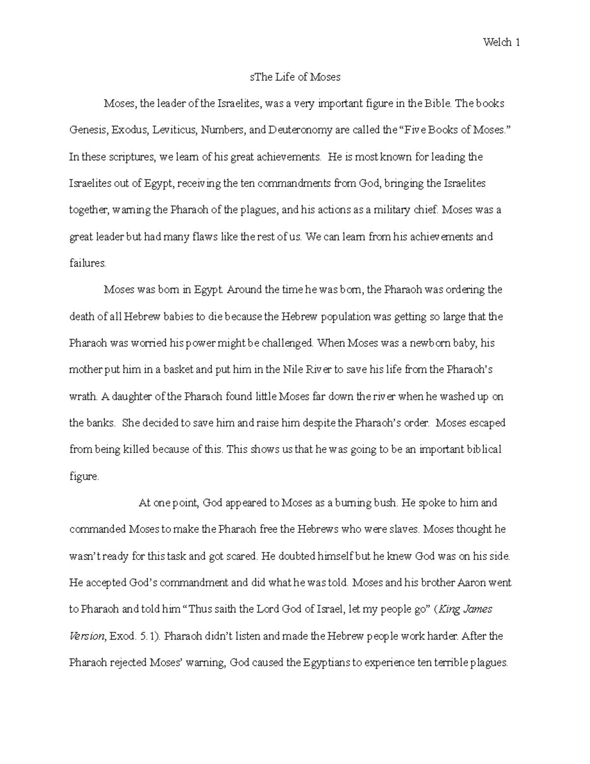 Moses Research Paper - sThe Life of Moses Moses, the leader of the ...