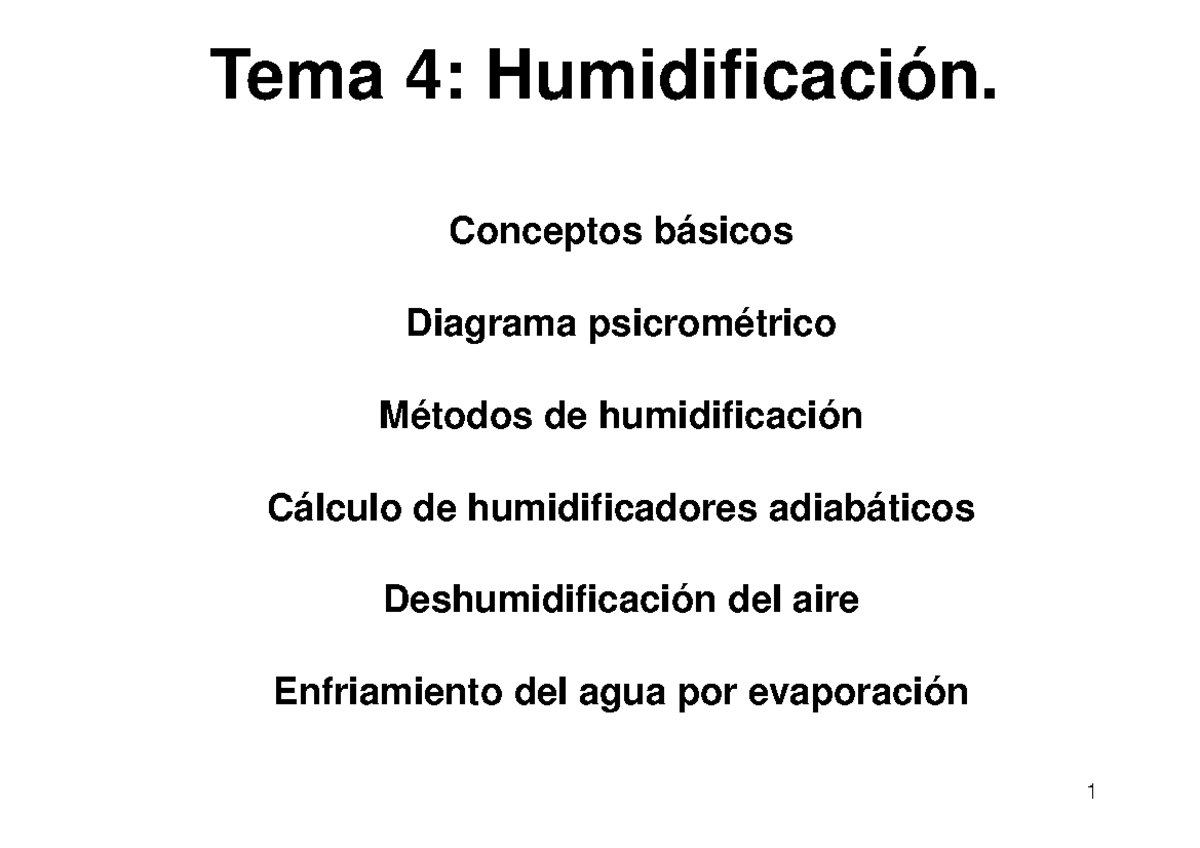 OB-T4-Tema Humidificacion - Tema 4: Humidificación. Conceptos básicos ...