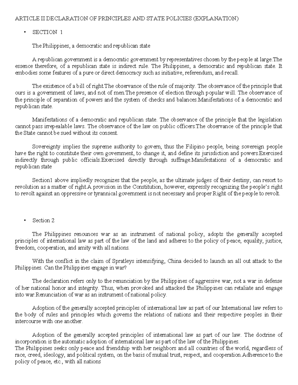 Article II Declaration OF Principles AND - ARTICLE II DECLARATION OF ...