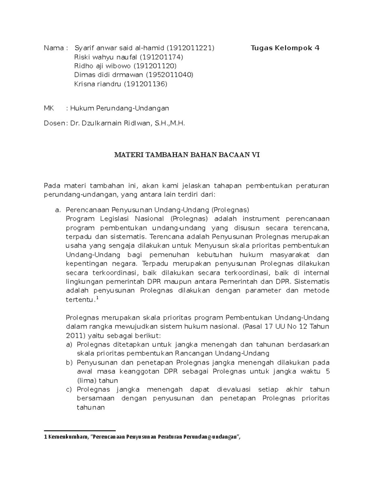 Hukum Perundang-Undangan - Nama : Syarif anwar said al-hamid ...