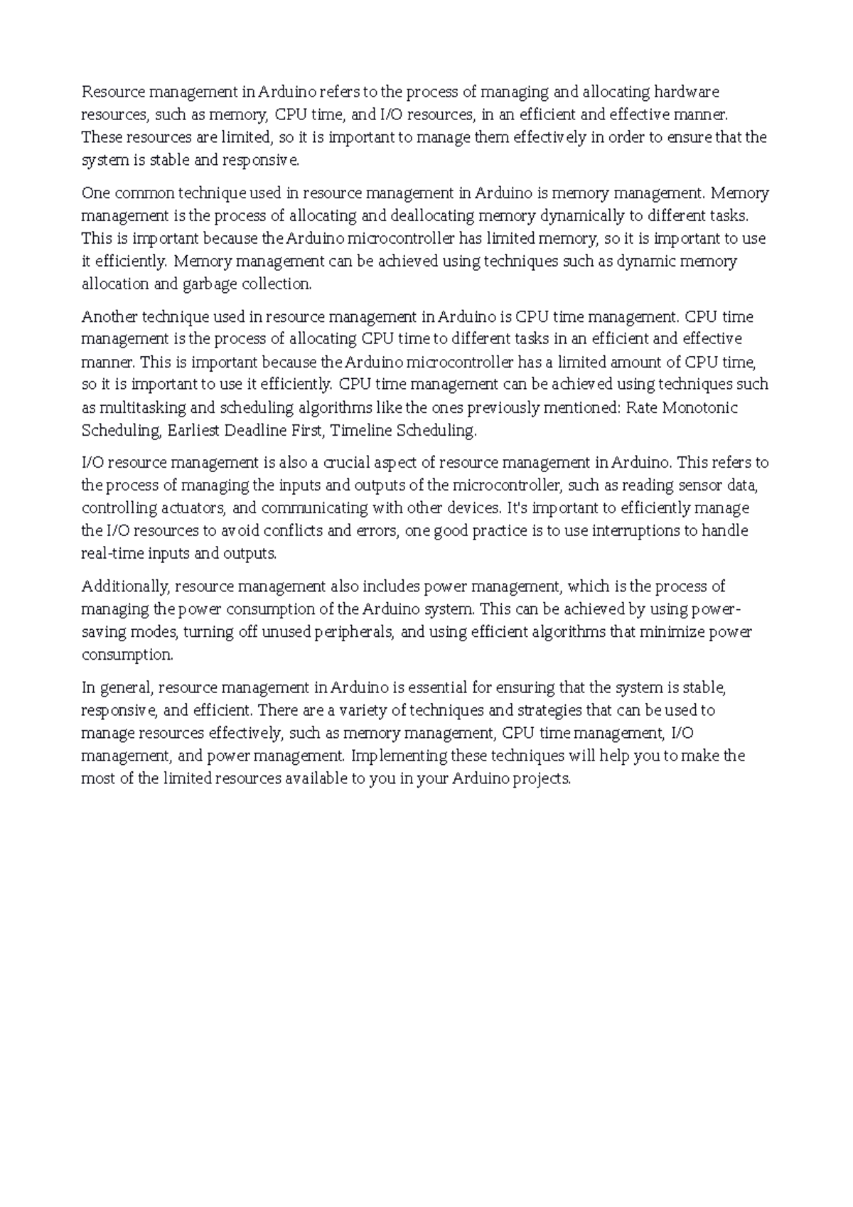 Resource management - These resources are limited, so it is important ...