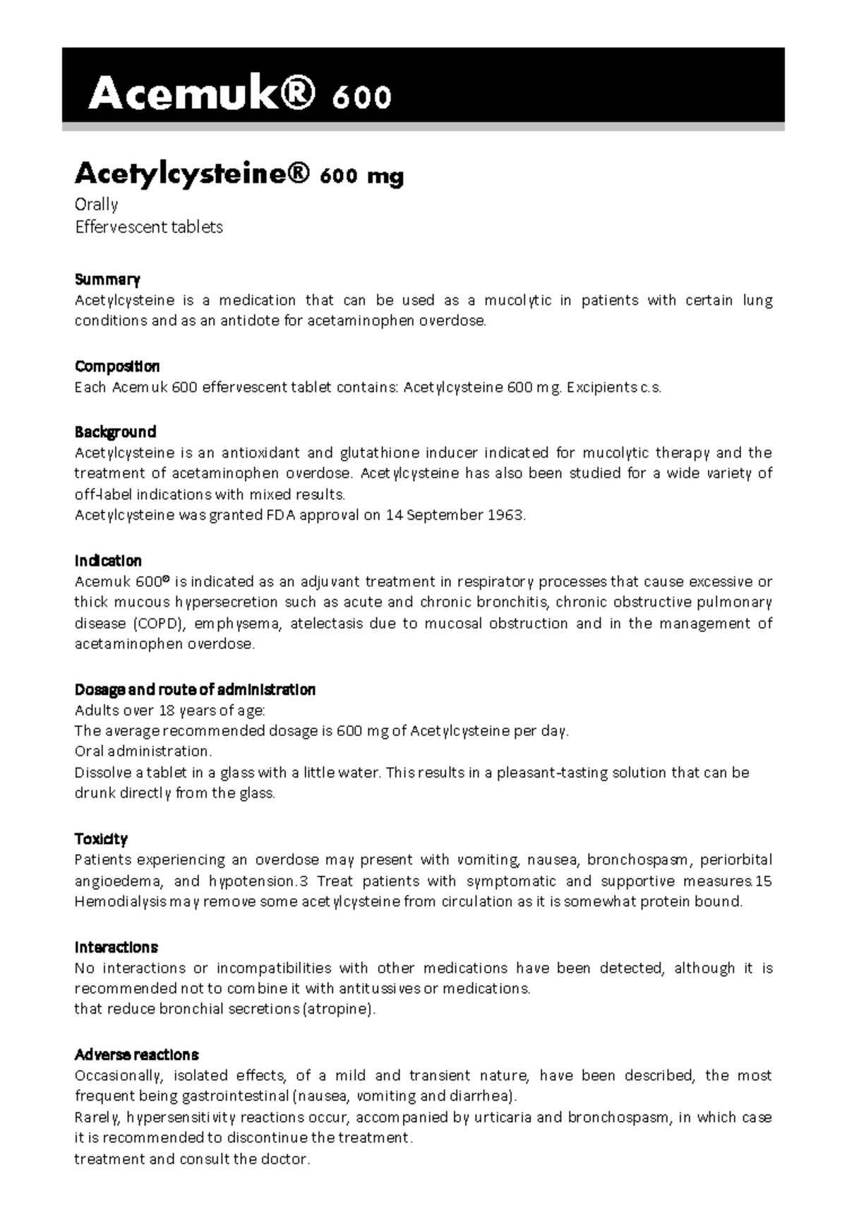 Inserto_Acetilcisteína - Acemuk® 600 Acetylcysteine® 600 mg Orally ...