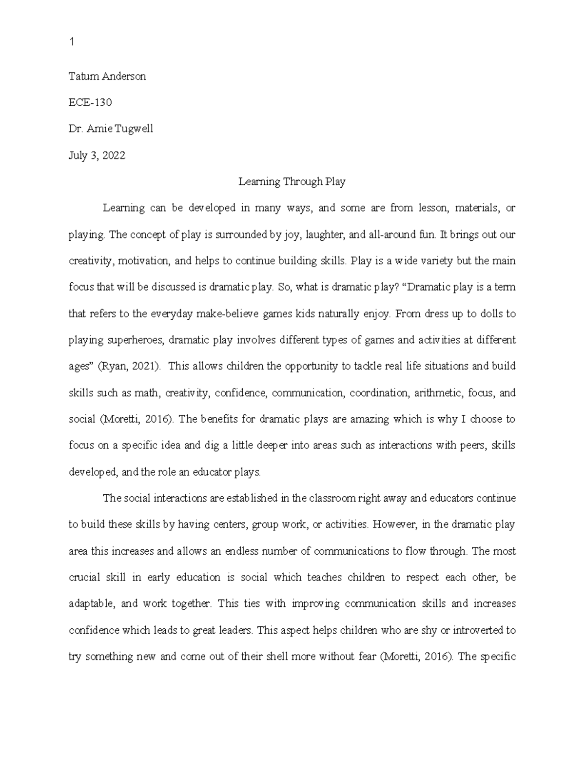 ECE-130 Learningthroughplay - Tatum Anderson ECE- Dr. Amie Tugwell July ...