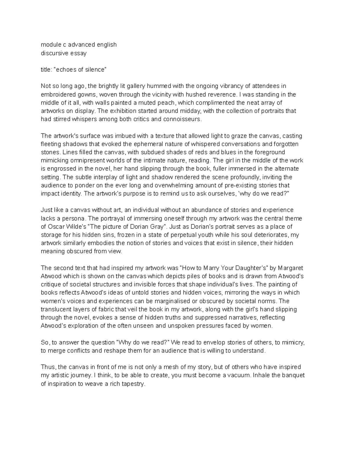 Module c advanced english - module c advanced english discursive essay ...