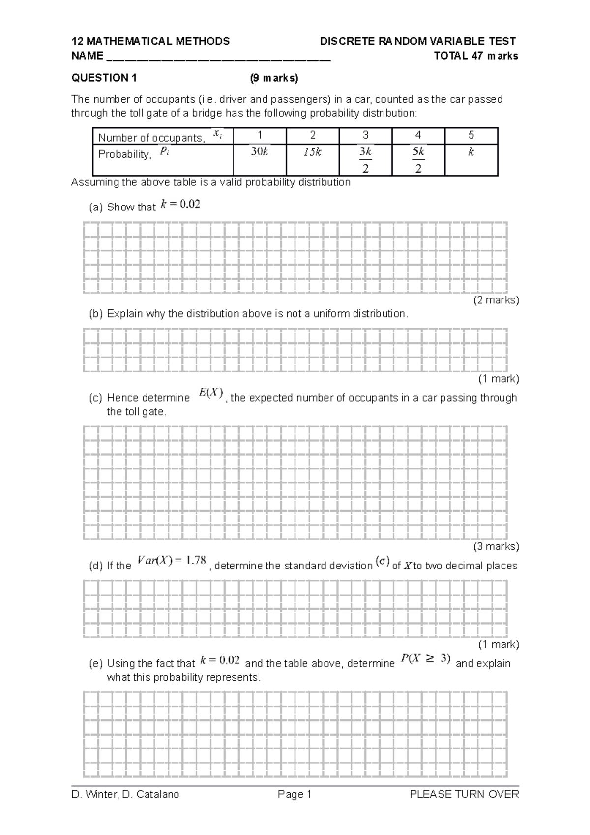 01 Discrete RV - practice - 12 MATHEMATICAL METHODS DISCRETE RANDOM ...