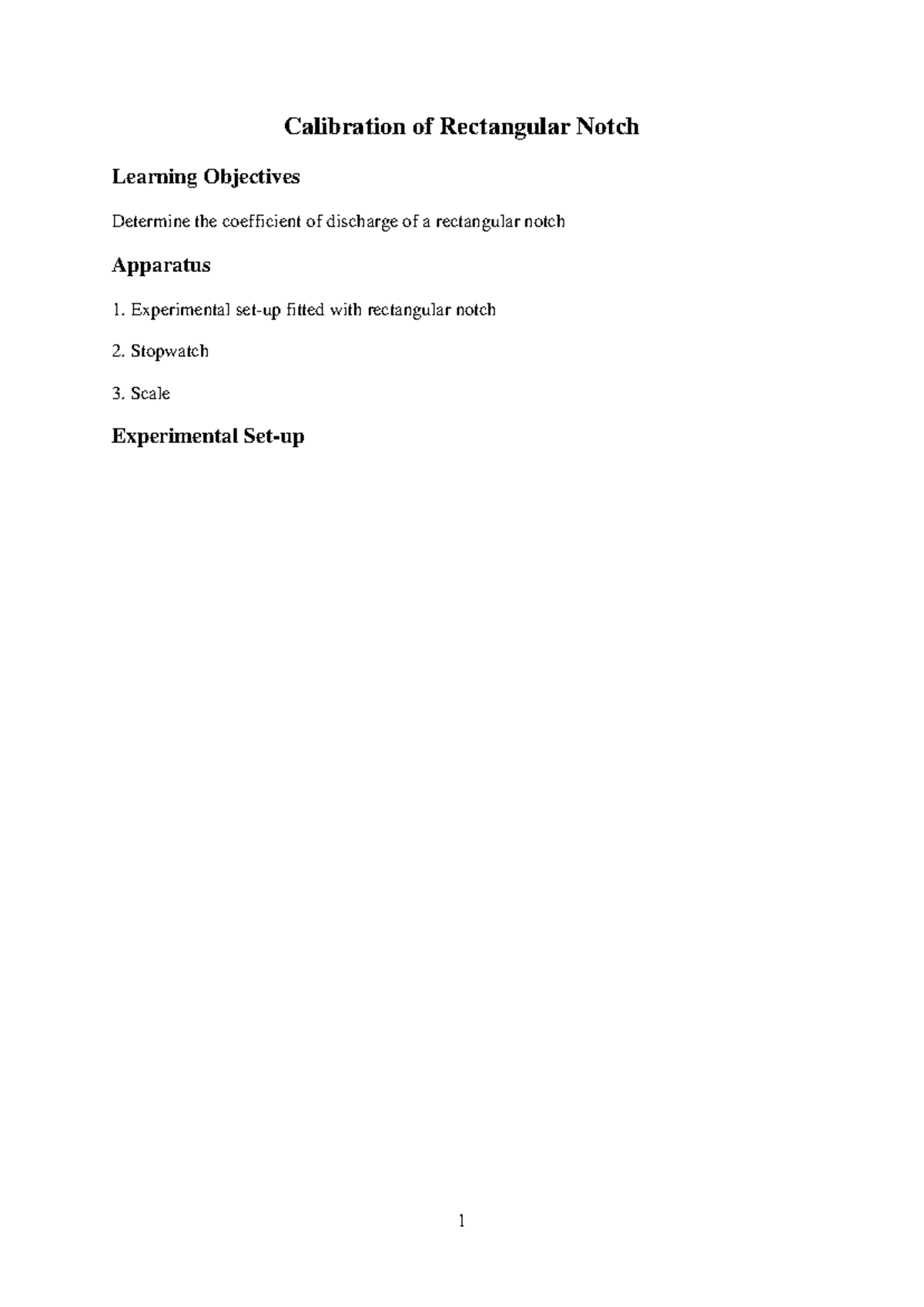 552839115 Calibration of Rectangular Notch - Calibration of Rectangular ...
