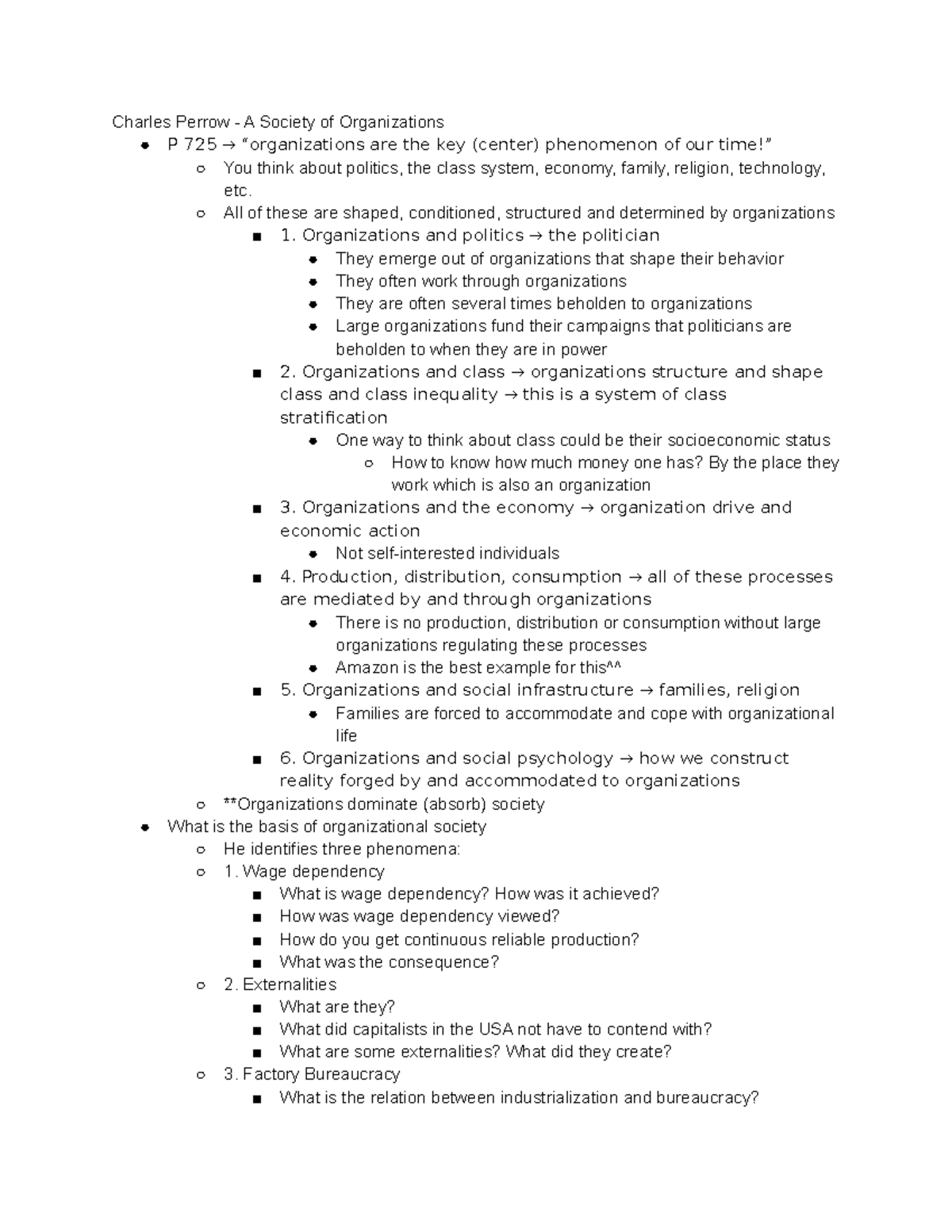 Lecture 1 - Charles Perrow - A Society of Organizations P 725 → ...
