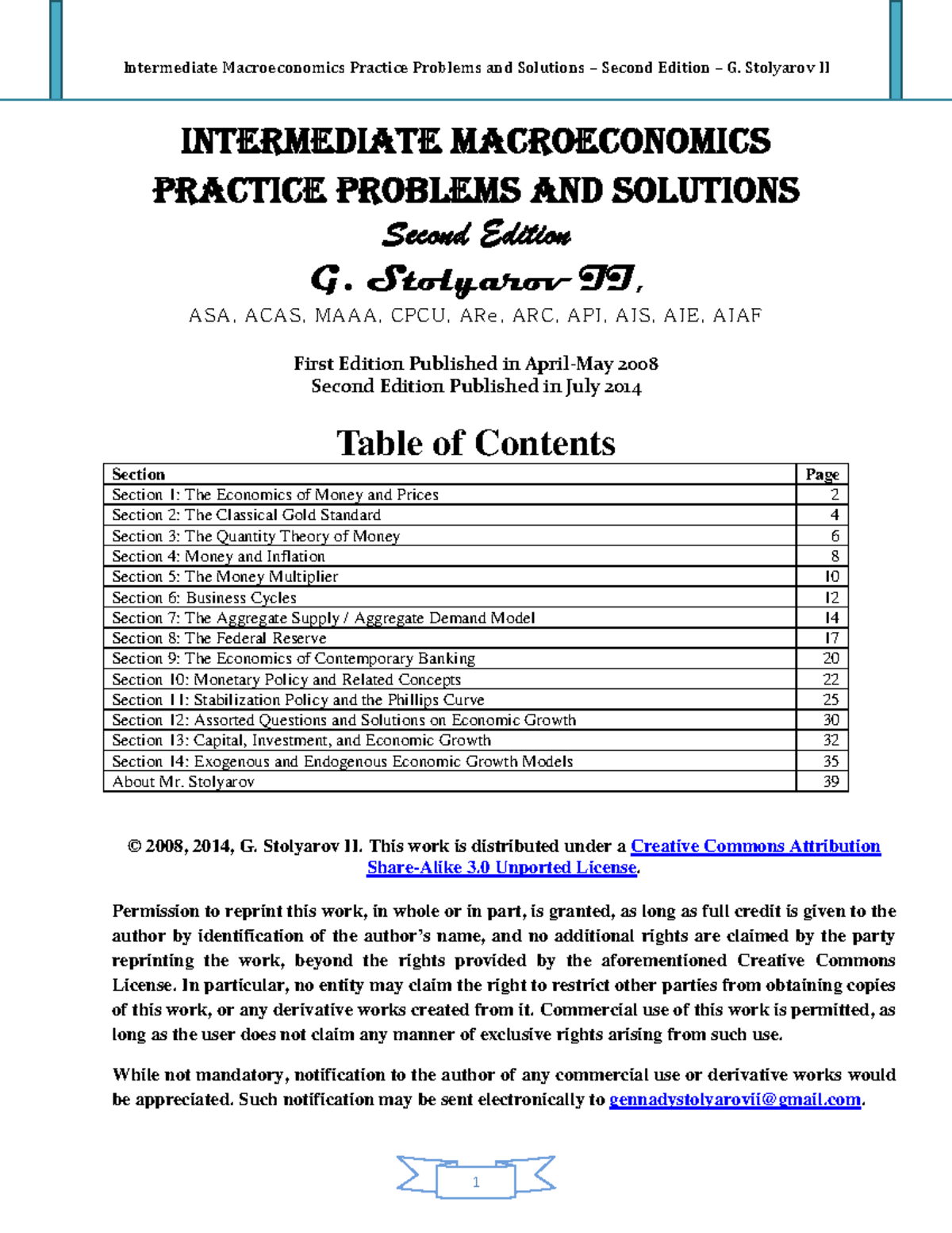Stolyarov Intermediate Macroeconomics - IntermedIate macroeconomIcs PractIce Problems and ...