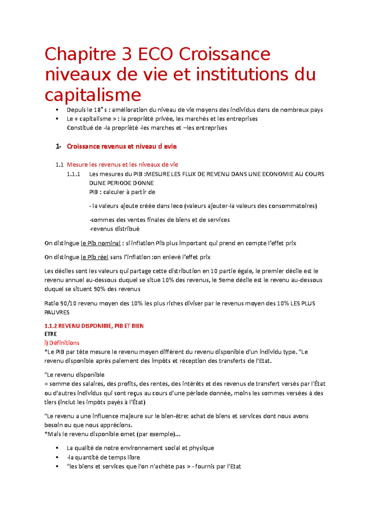 Chapitre 3 et 4 - cm economie - Chapitre 3 ECO Croissance niveaux de ...
