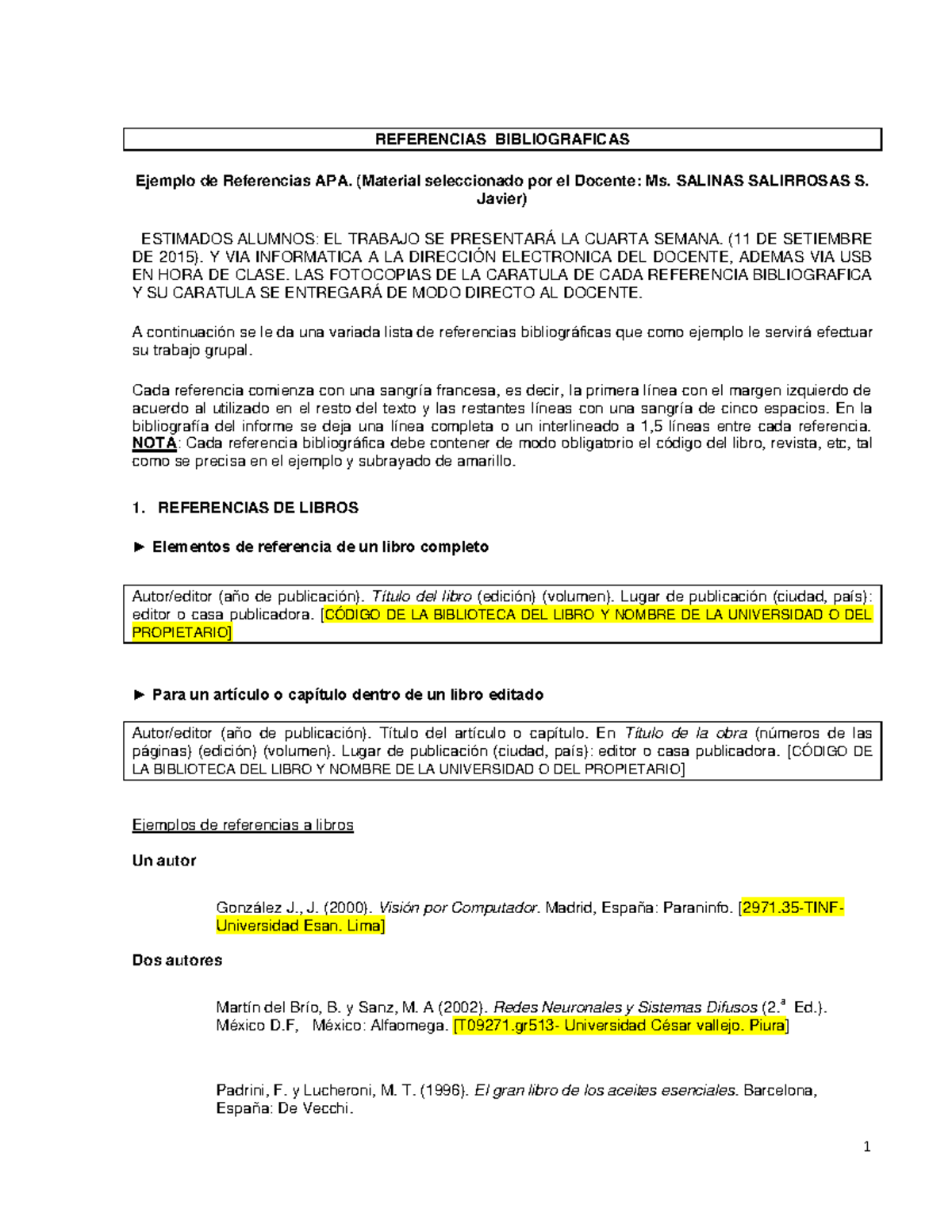 PASO 1 Penal - REFERENCIAS BIBLIOGRAFICAS Ejemplo de Referencias APA ...