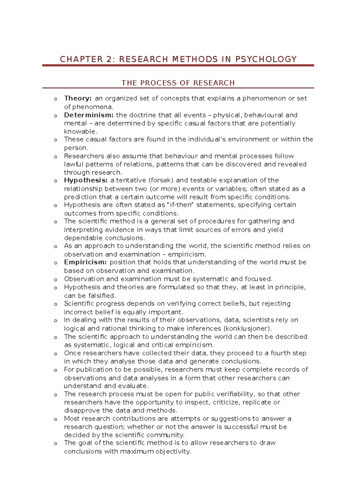 Chapter 2, research methods in psychology - CHAPTER 2: RESEARCH METHODS ...