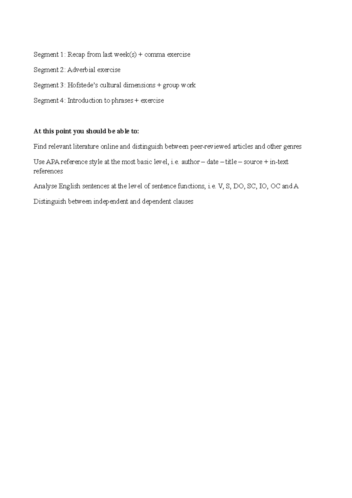 Group Work Session 3 - Segment 1: Recap from last week(s) + comma ...