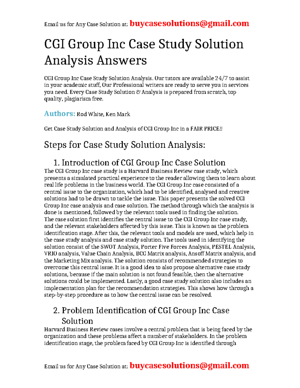 CGI Group Inc Case Study Solution Analysis - Our tutors are available 24/7 to assist in your ...