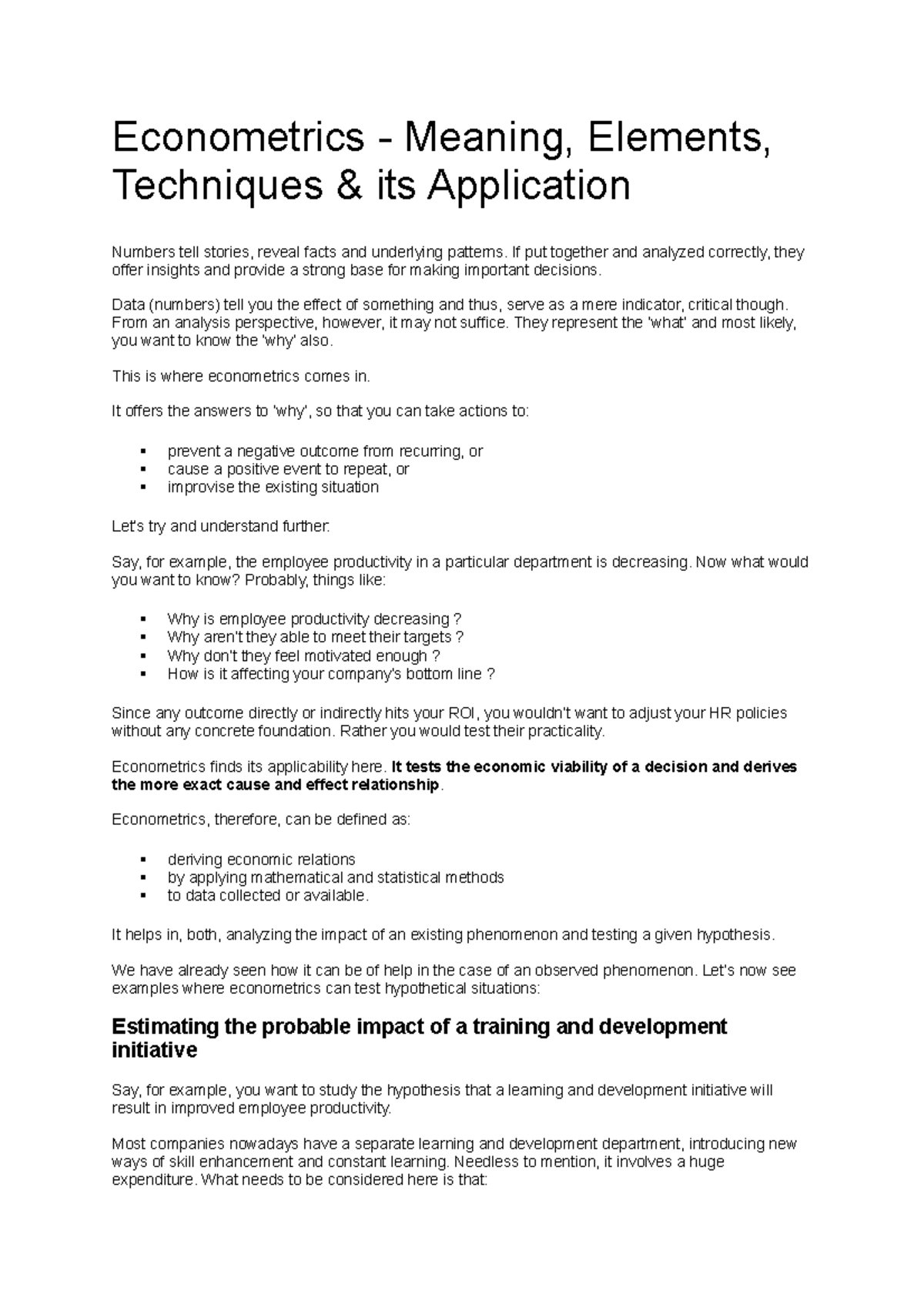 Econometrics detailed notes - Econometrics - Meaning, Elements ...