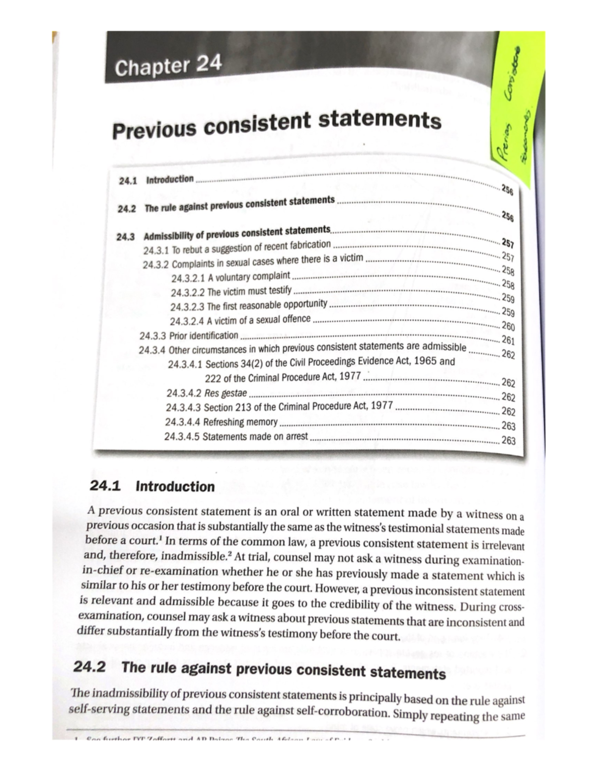 Previous consistent statements - Studocu