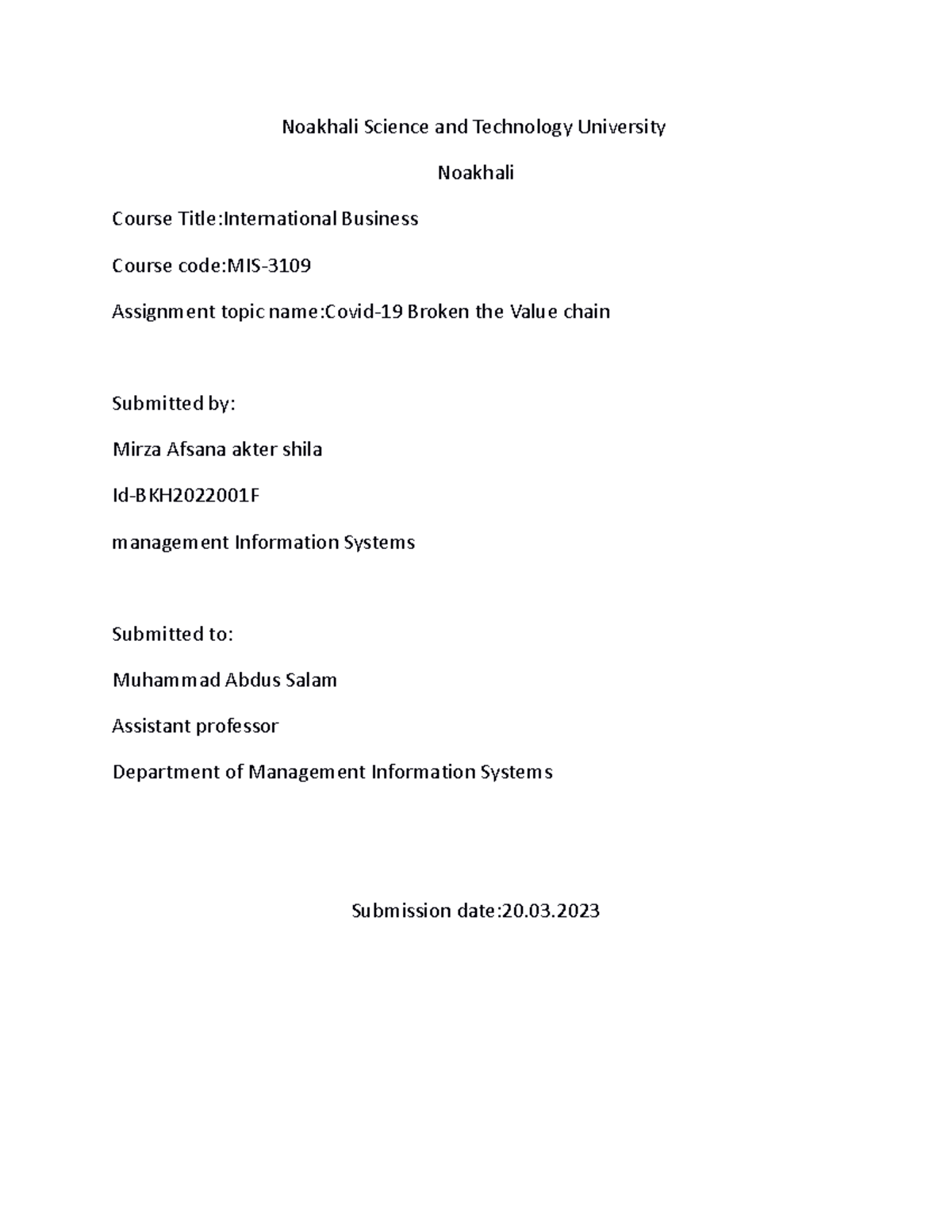 01 Shila - good - Noakhali Science and Technology University Noakhali Course Title:International ...