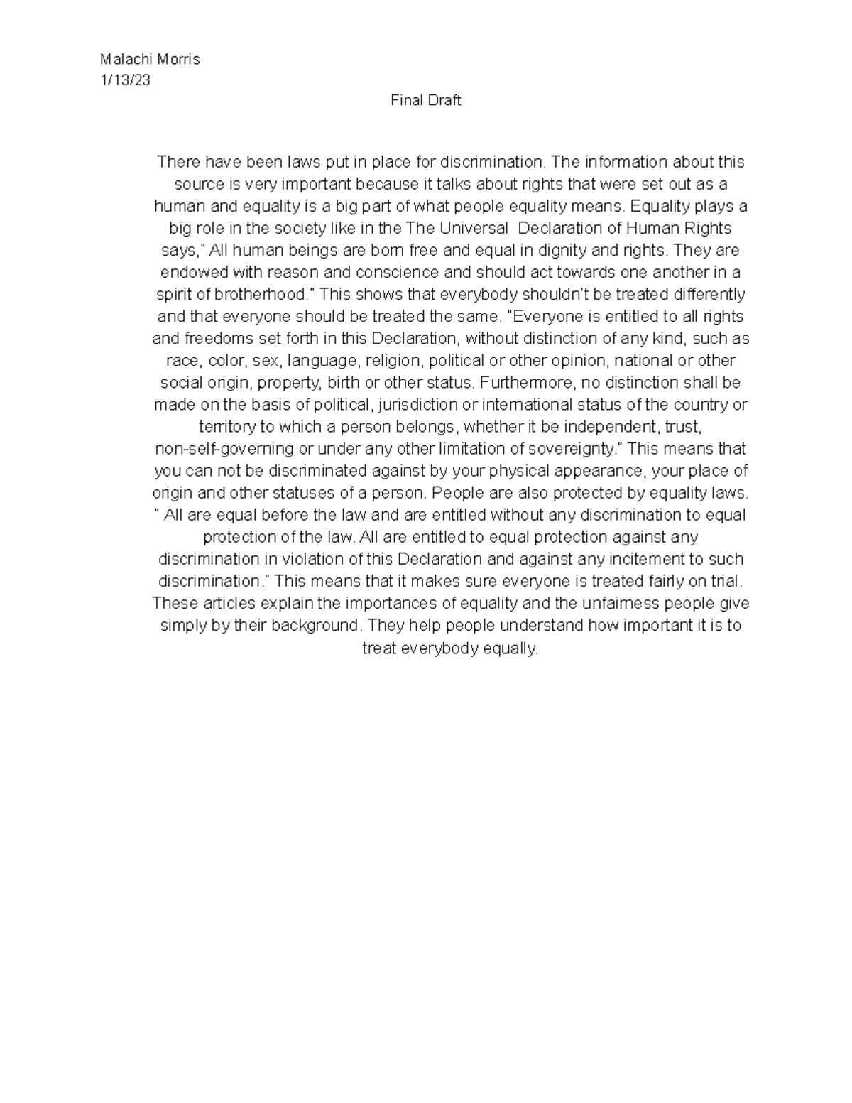 Final Draft-2 - have fun with this one - Malachi Morris 1/13/ Final ...