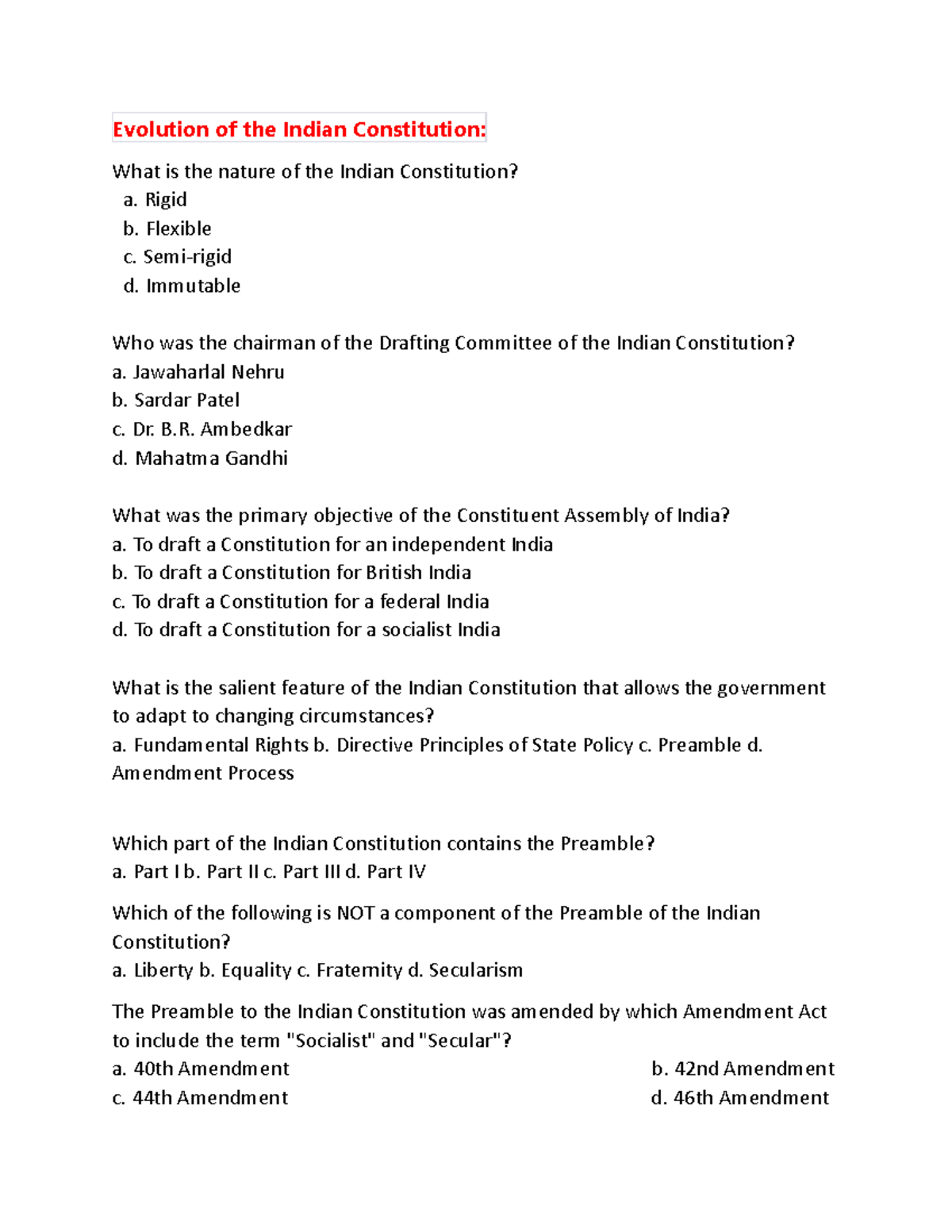 Evolution of the Indian Constitution - Nature and salient features ...