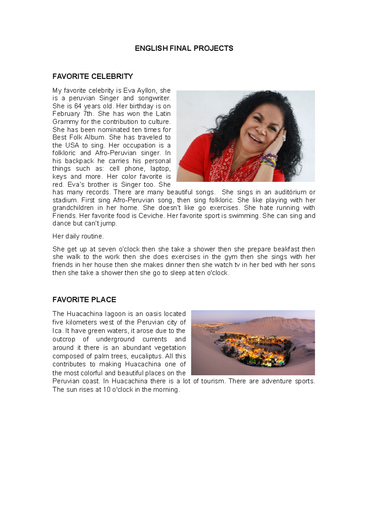 English Final Projects - ENGLISH FINAL PROJECTS FAVORITE CELEBRITY My ...