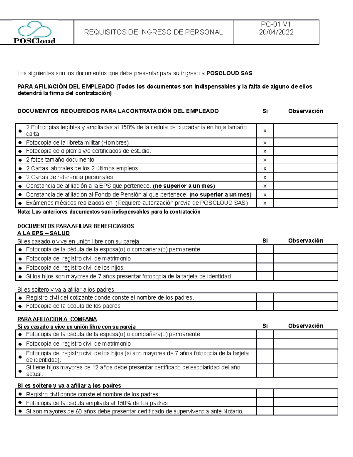 Requisitos DE Ingreso DE Personal - REQUISITOS DE INGRESO DE PERSONAL ...