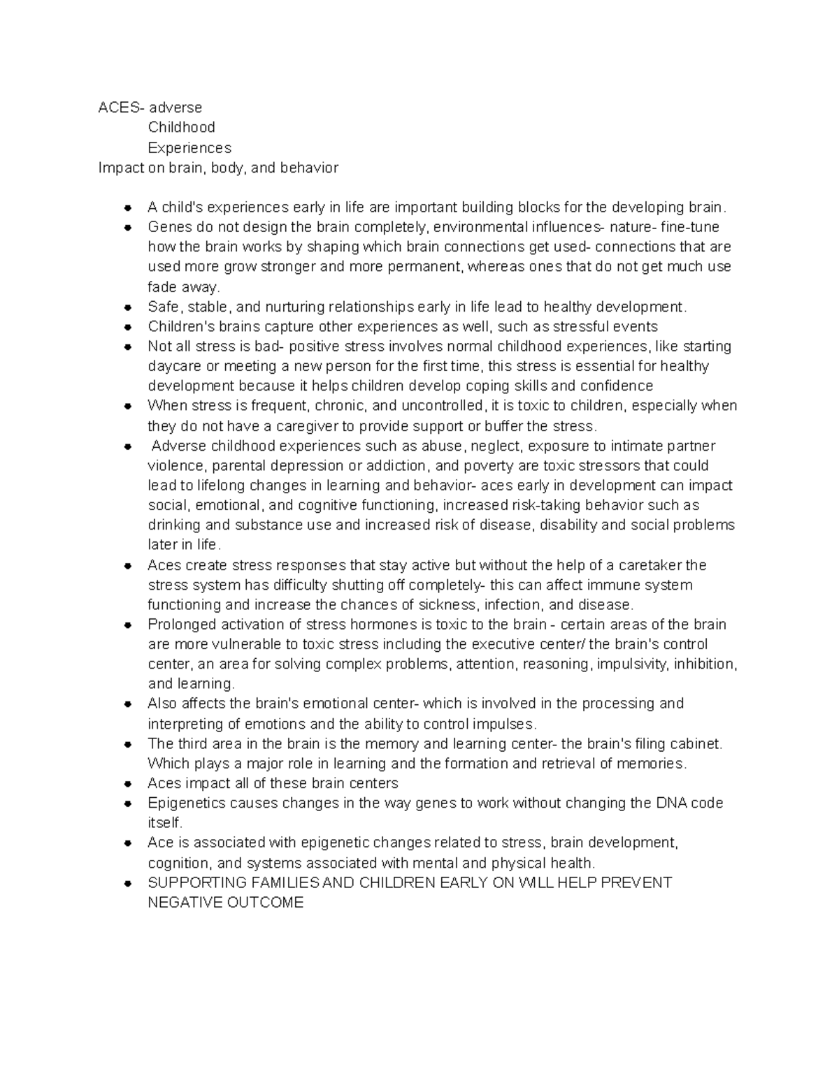 Aces notes- Human development - ACES- adverse Childhood Experiences ...