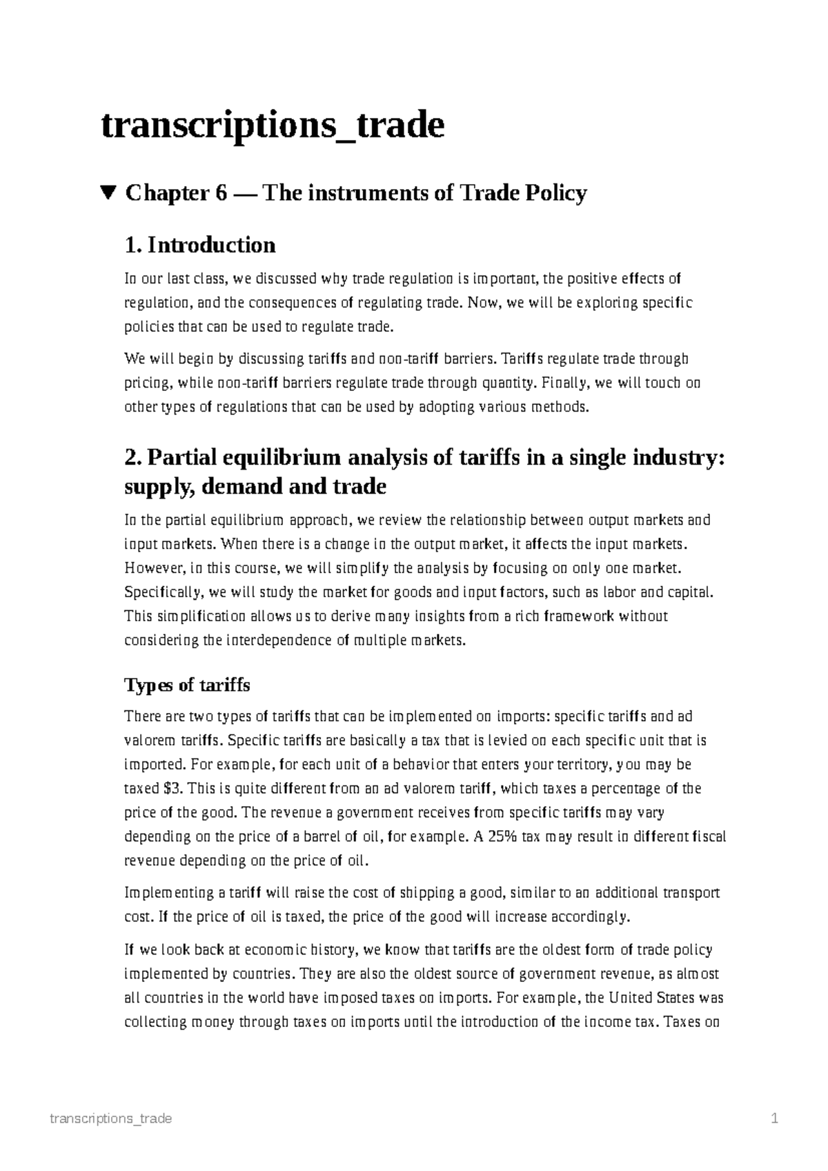 Commerce Intern - Chapitre 6 - The instruments of trade policy ...
