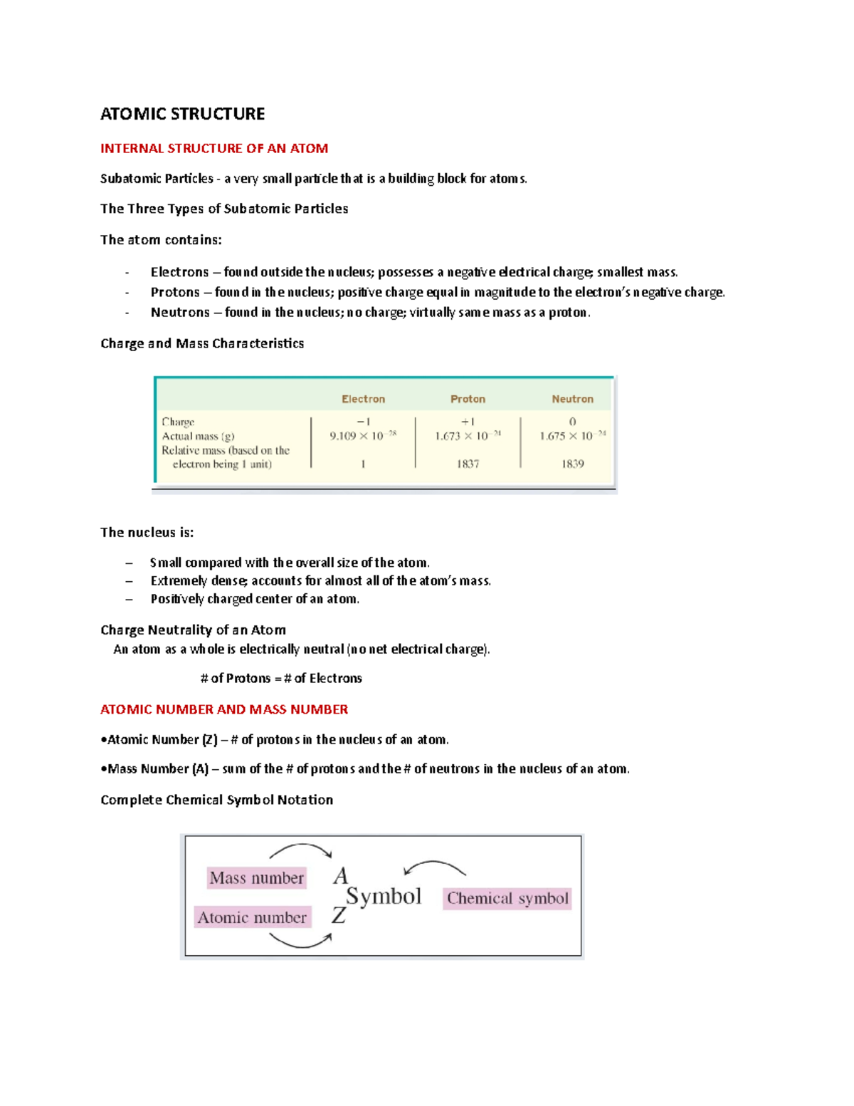 (W4) Atomic Structure - Lecture notes 4 - ATOMIC STRUCTURE INTERNAL ...