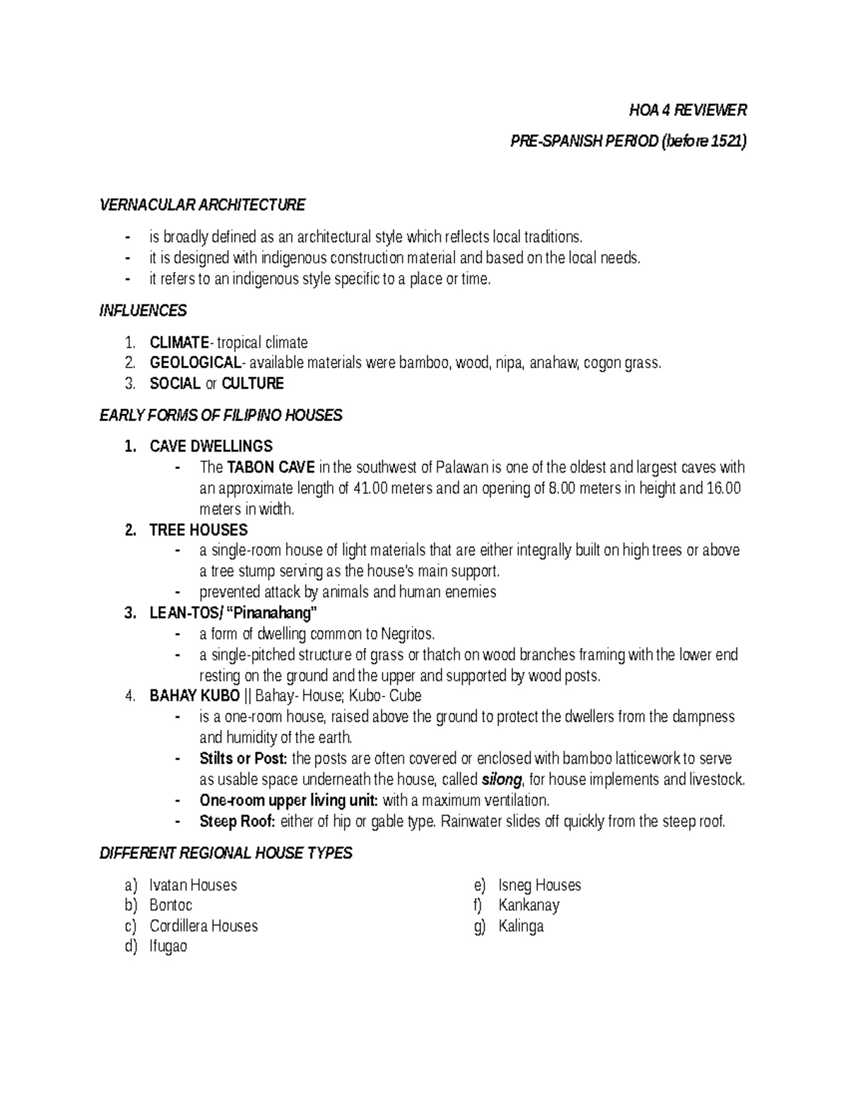 HOA 4 Reviewer - Pre-spanish Period and Spanish Period - HOA 4 REVIEWER ...