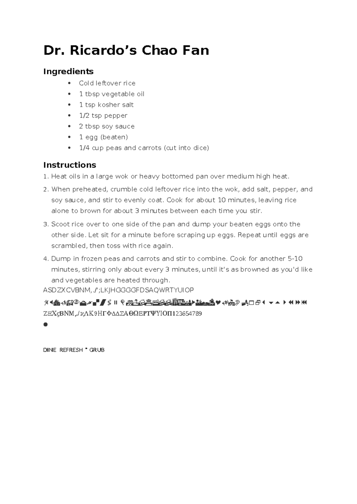 Chao fan recipe - OUTPUT - Dr. Ricardo’s Chao Fan Ingredients Cold ...