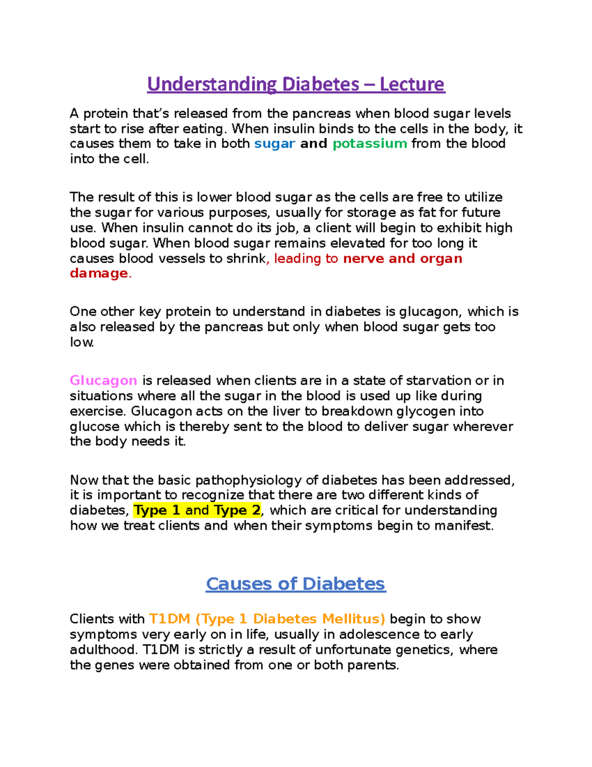 Understanding Diabetes Lecture - Understanding Diabetes – Lecture A ...