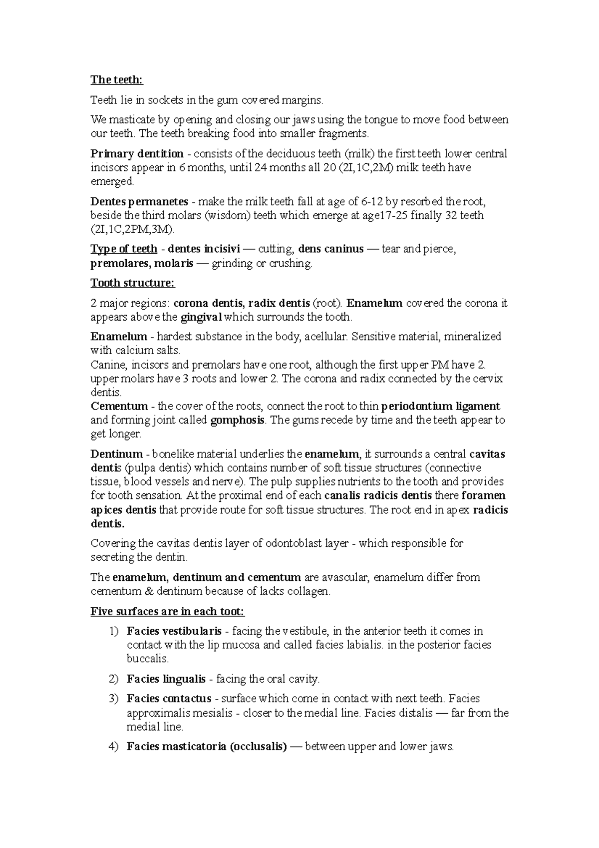 the teeth, histology, structure, function - The teeth: Teeth lie in ...