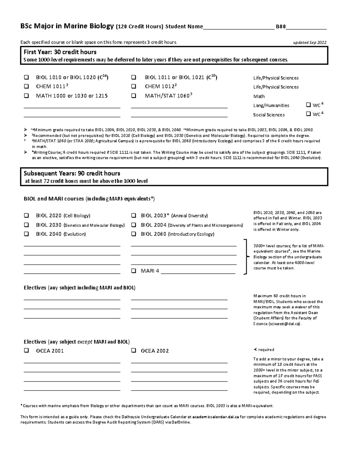 BSc Major Marine Bio - BSc Major in Marine Biology (120 Credit Hours ...