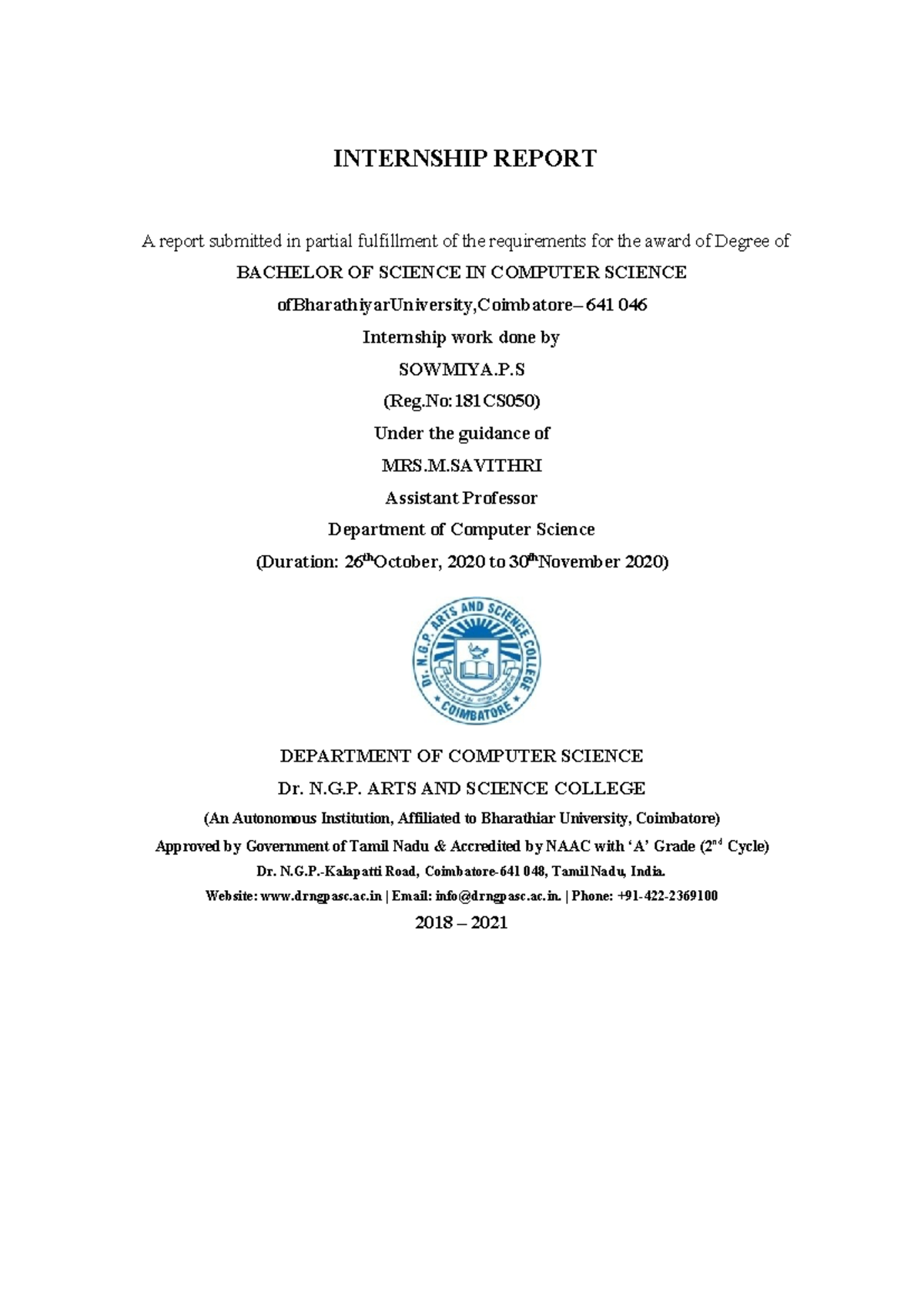 517381156 Python Ml Internship report - INTERNSHIP REPORT A report submitted in partial ...