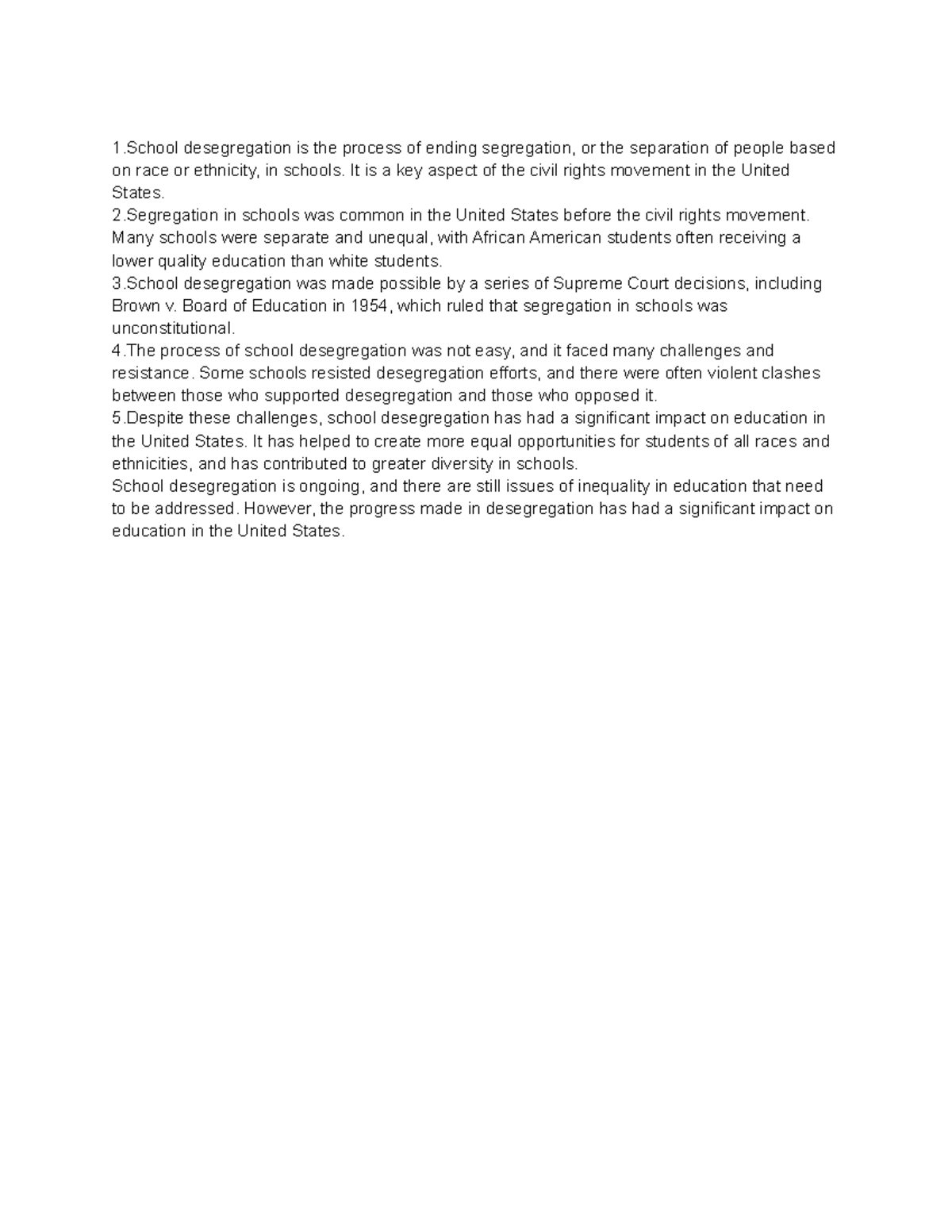 3 - us history notes - 1 desegregation is the process of ending ...