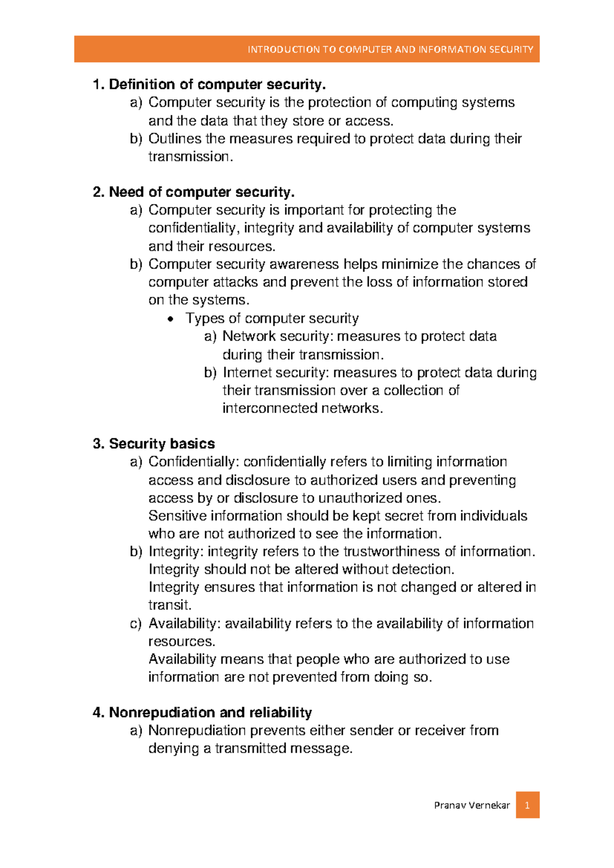 introduction to computer and information security - Definition of ...