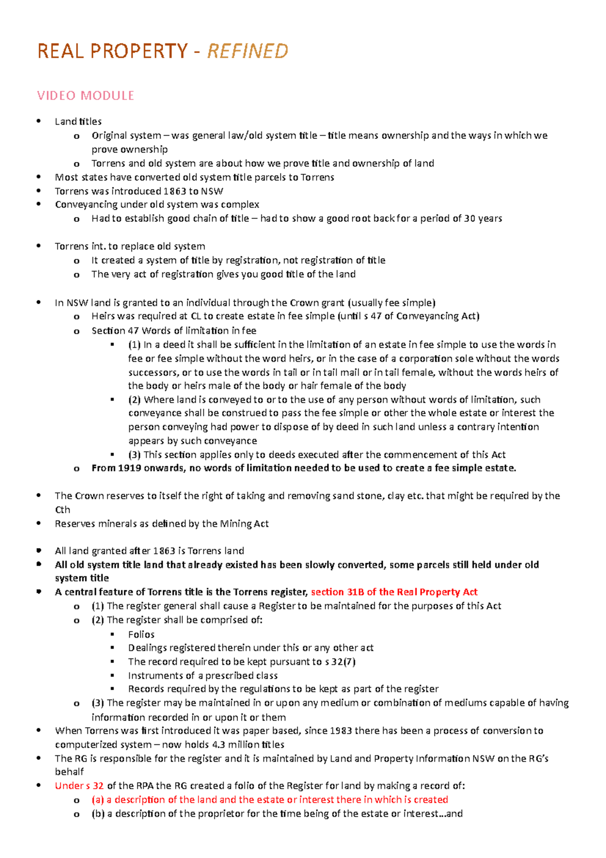 Real Property Notes - Whole Course - REAL PROPERTY - REFINED VIDEO ...