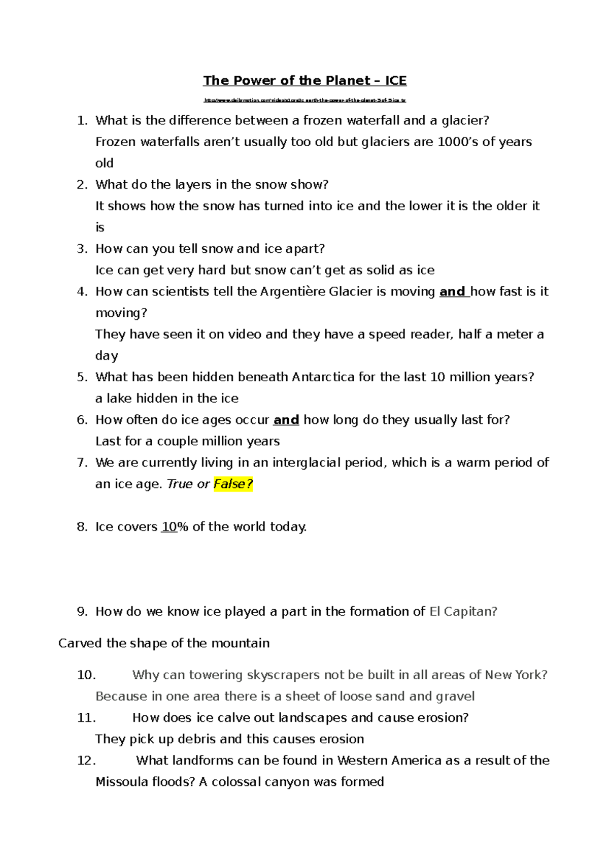 3. Power of the Planet Ques - The Power of the Planet – ICE - Studocu