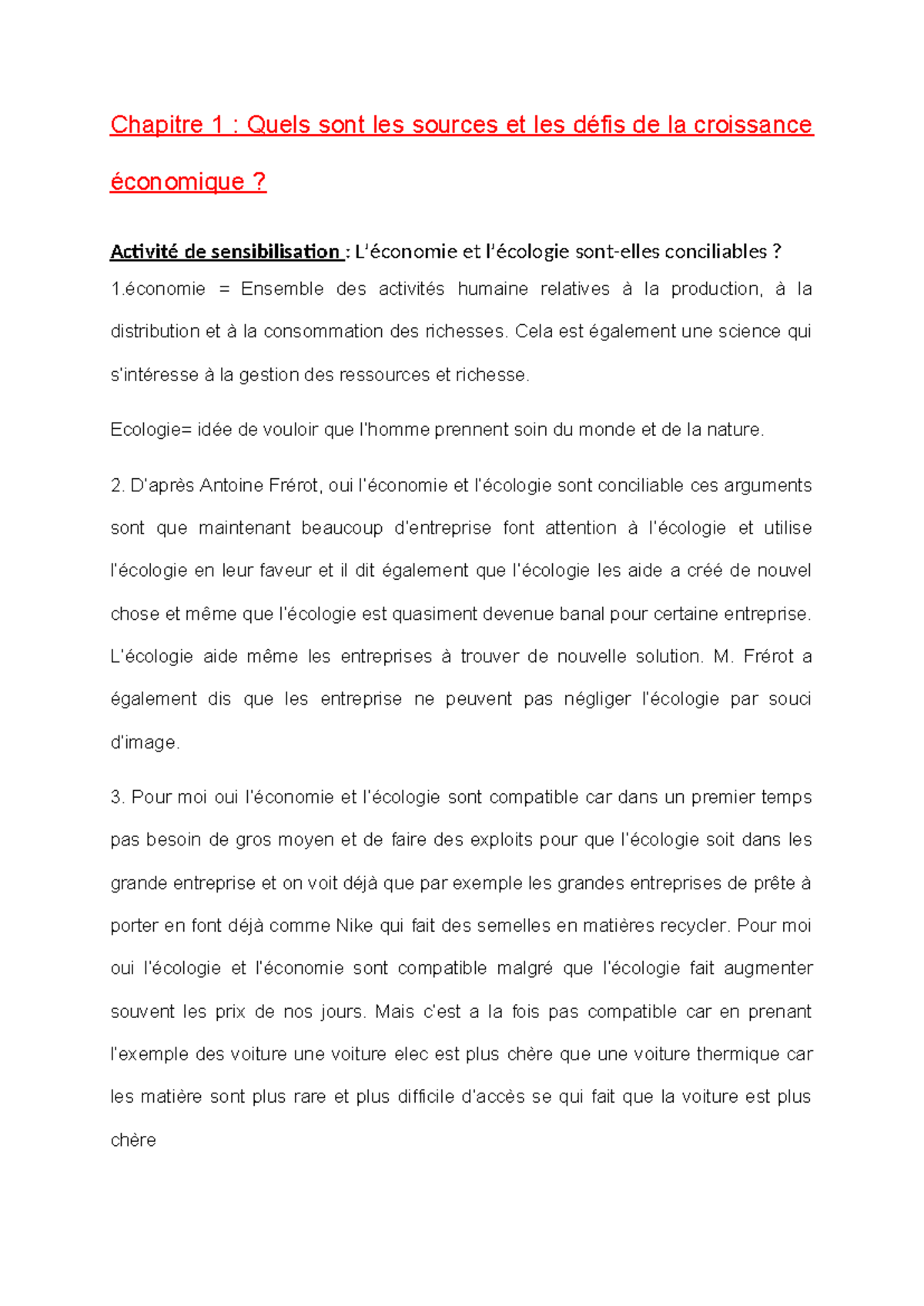 Chapitre 1 - cours de ses - Chapitre 1 : Quels sont les sources et les défis de la croissance ...