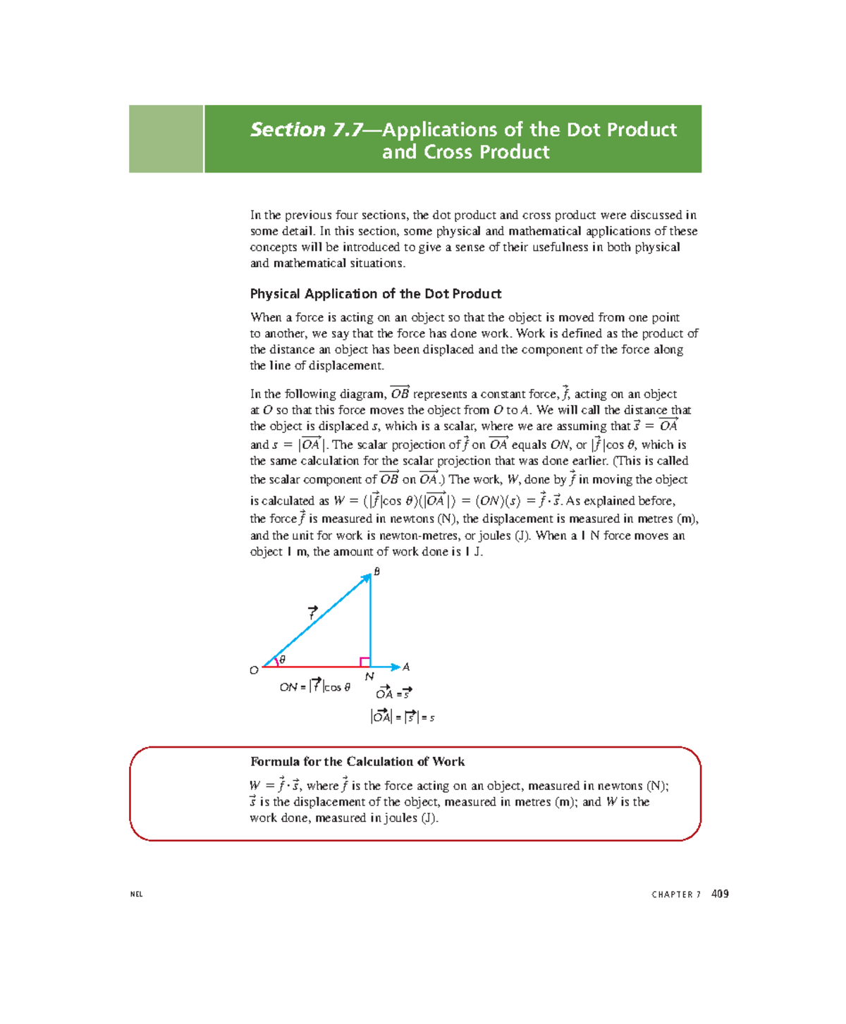 7.7 Applications of Dot and Cross Product - CHAPTER 7 409 Section 7 ...