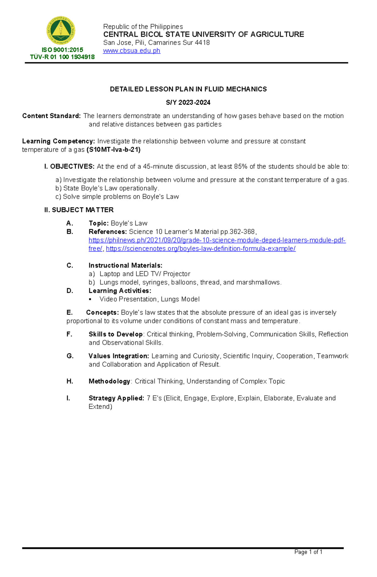 Astronomy lesson Plan - ISO 9001: TÜV-R 01 100 1934918 Republic of the ...