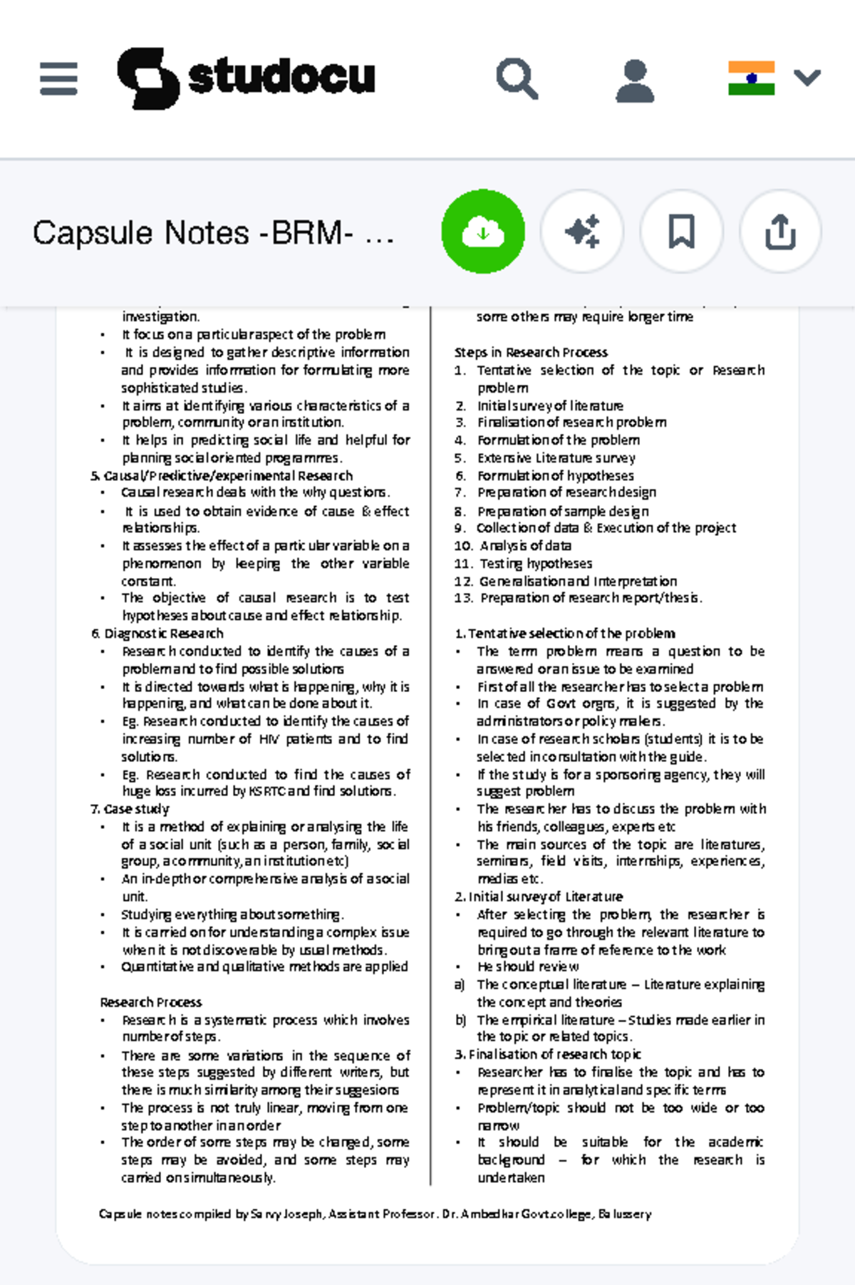 Capsule Notes -BRM- Final - Research Methodology… - 4 Capsule notes ...