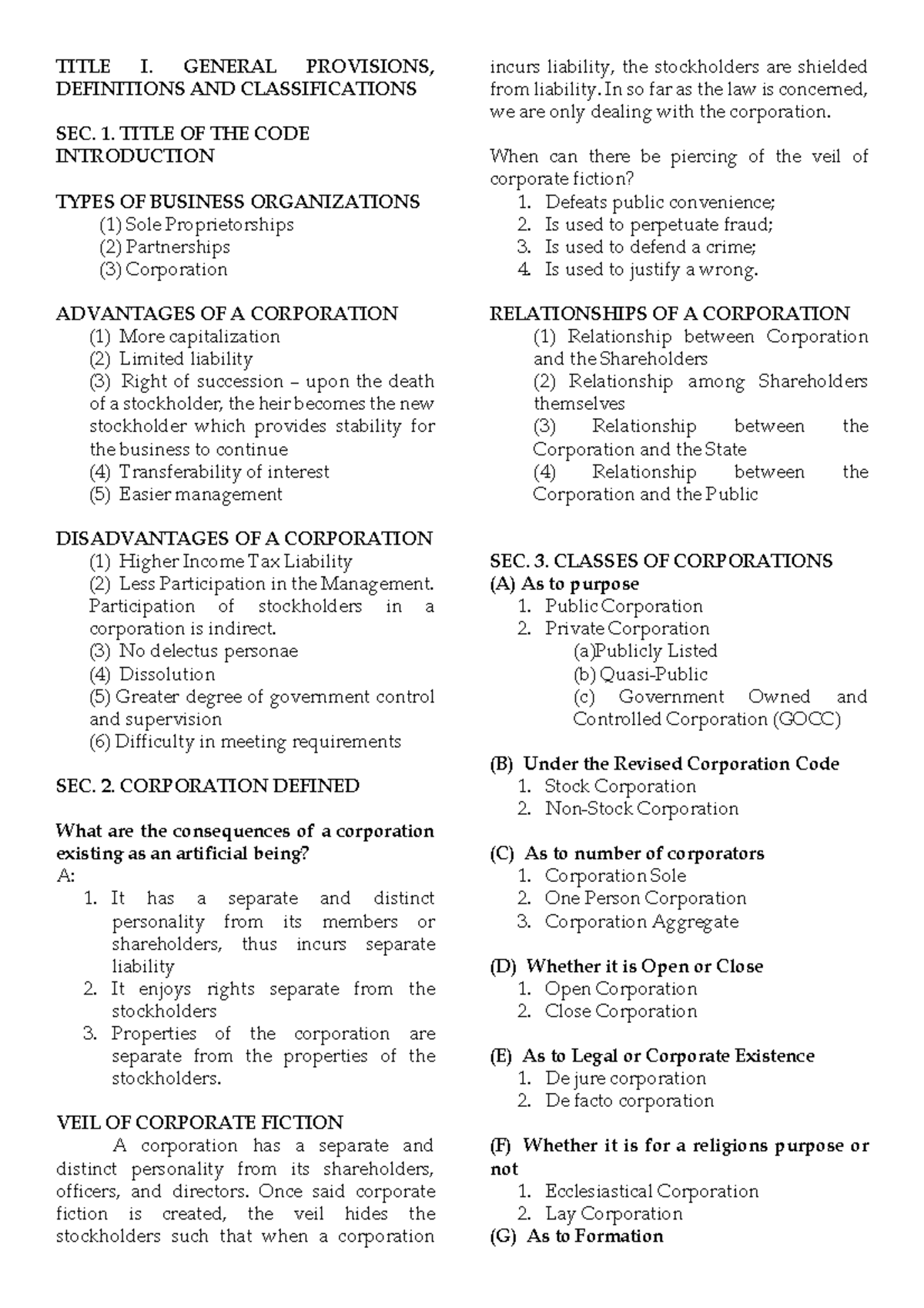 XLBR Corporation Topic 1 - TITLE I. GENERAL PROVISIONS, DEFINITIONS AND ...