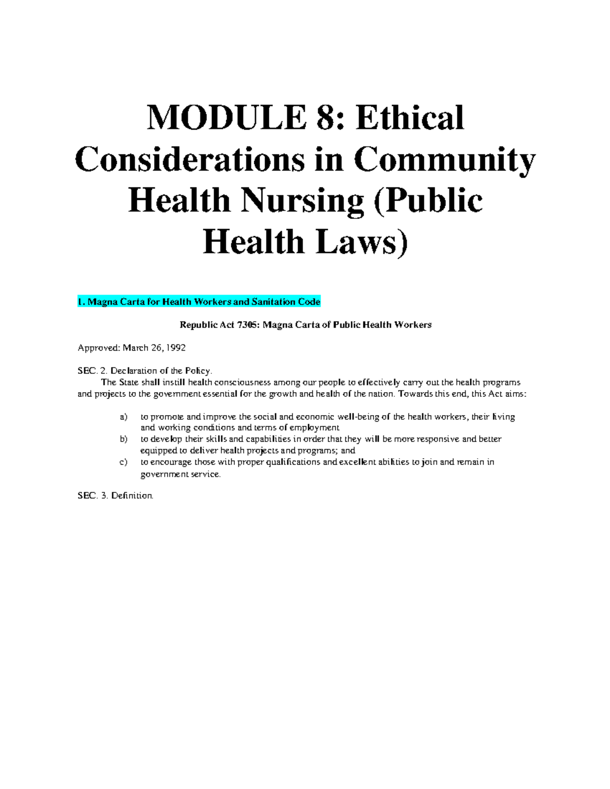 CHN Lecture - Module 8 - Ethical Considerations in Community Health ...