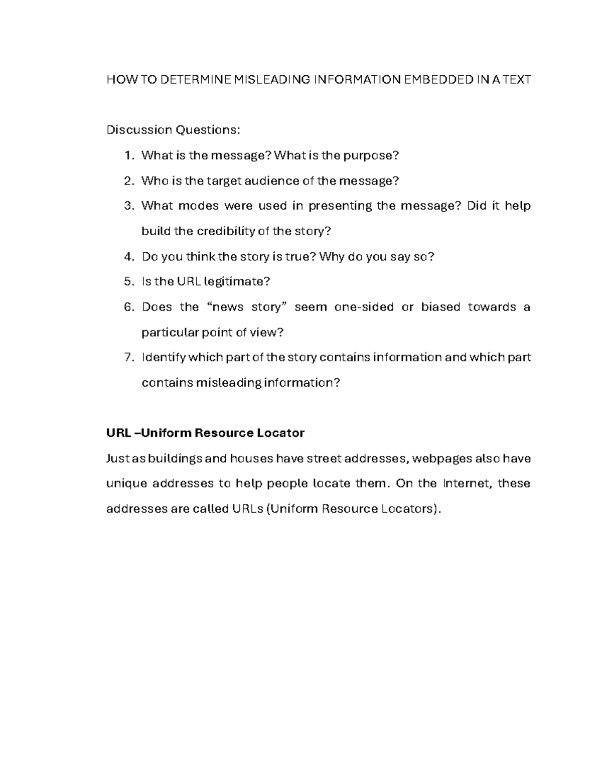 HOW TO Determine Misleading Information Embedded IN A TEXT - HOW TO ...