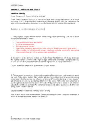Hearsay Lecture Handout - LAW3100 EVIDENCE 2022- The Hearsay Rule in Criminal Proceedings ...