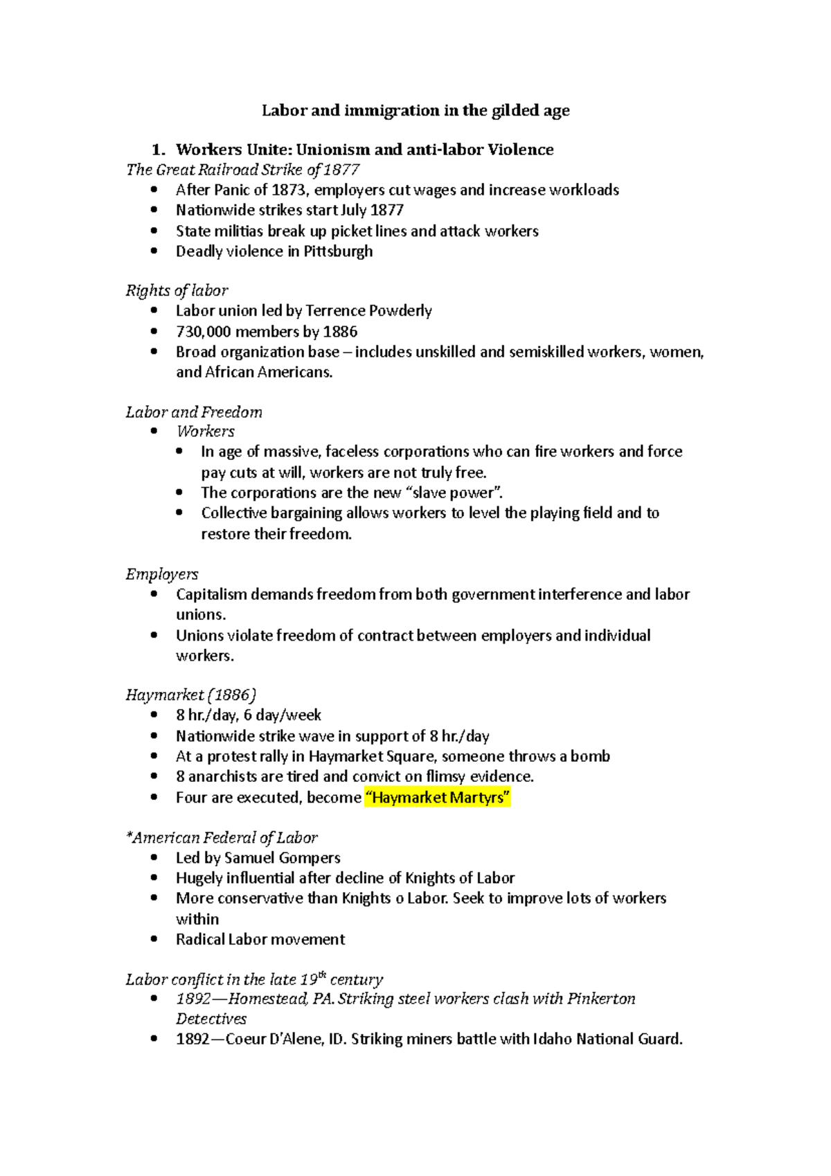 Labor and immigration in the gilded age - Workers Unite: Unionism and ...