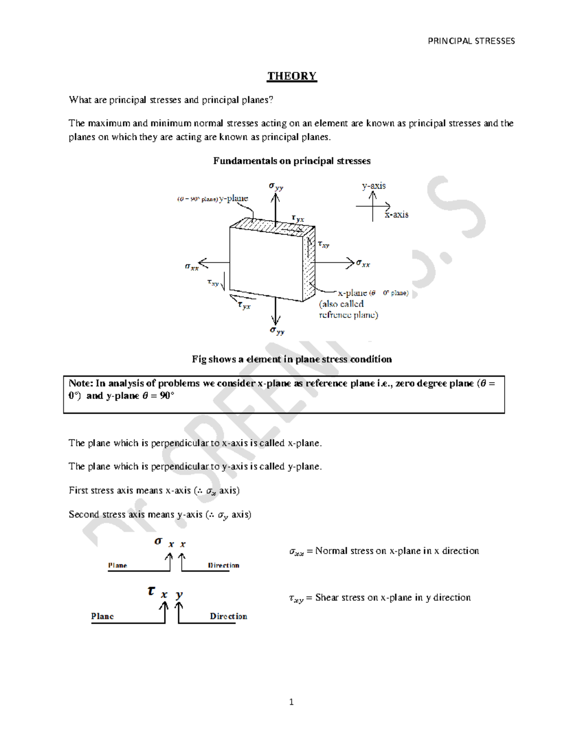 Principal Stresses - PRINCIPAL STRESSES THEORY What are principal ...