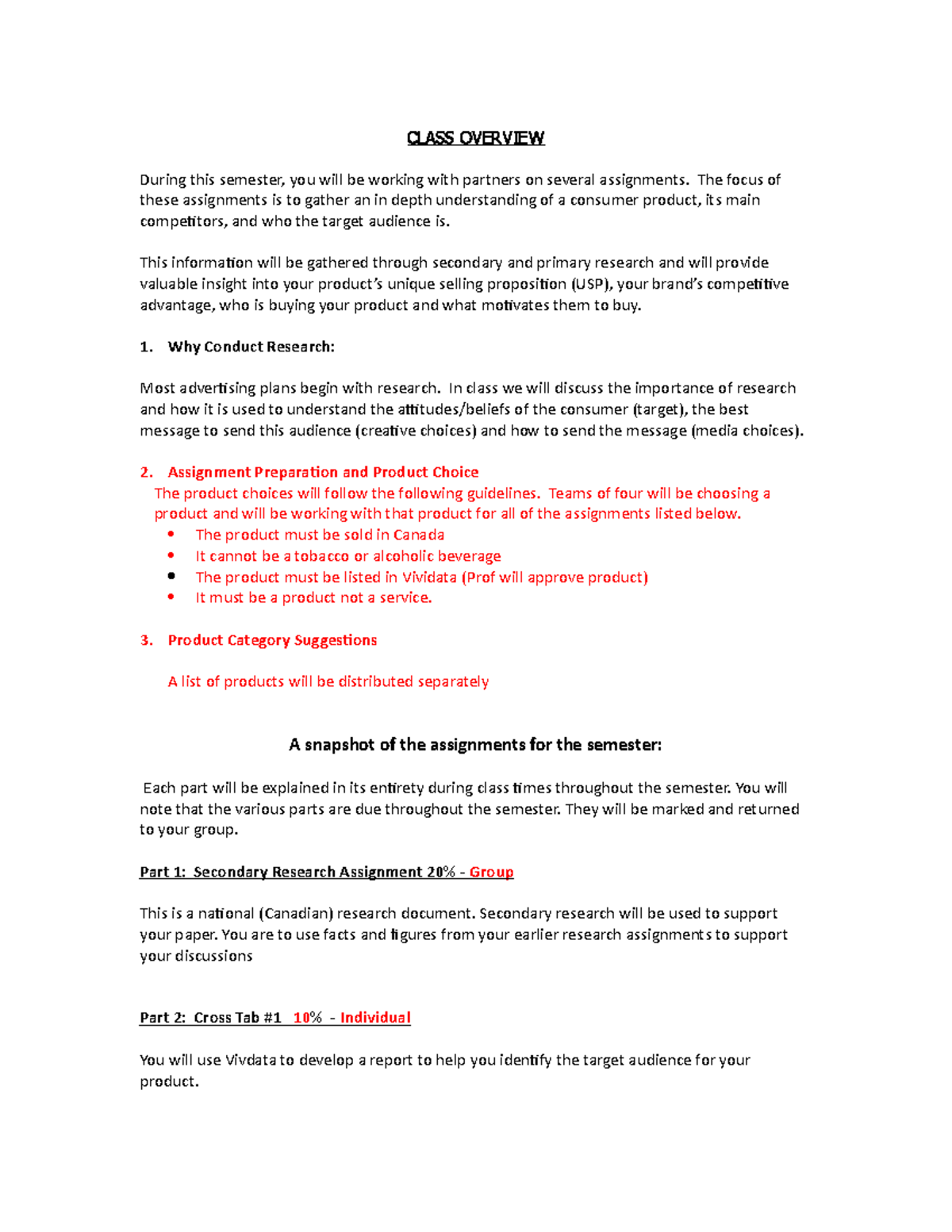 Class Outline 1 - notes - CLASS OVERVIEW During this semester, you will ...