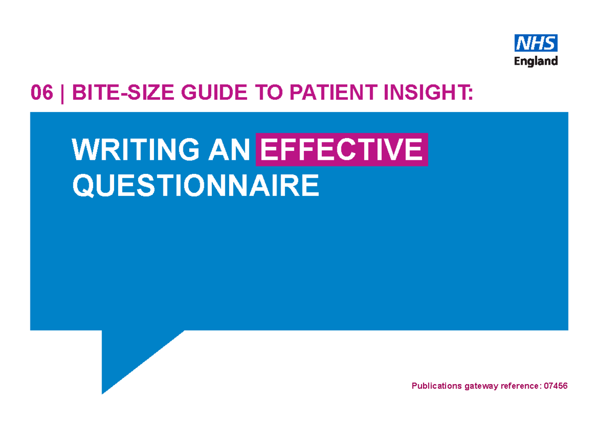 How to write an effective questionnaire - 06 | BITE-SIZE GUIDE TO ...