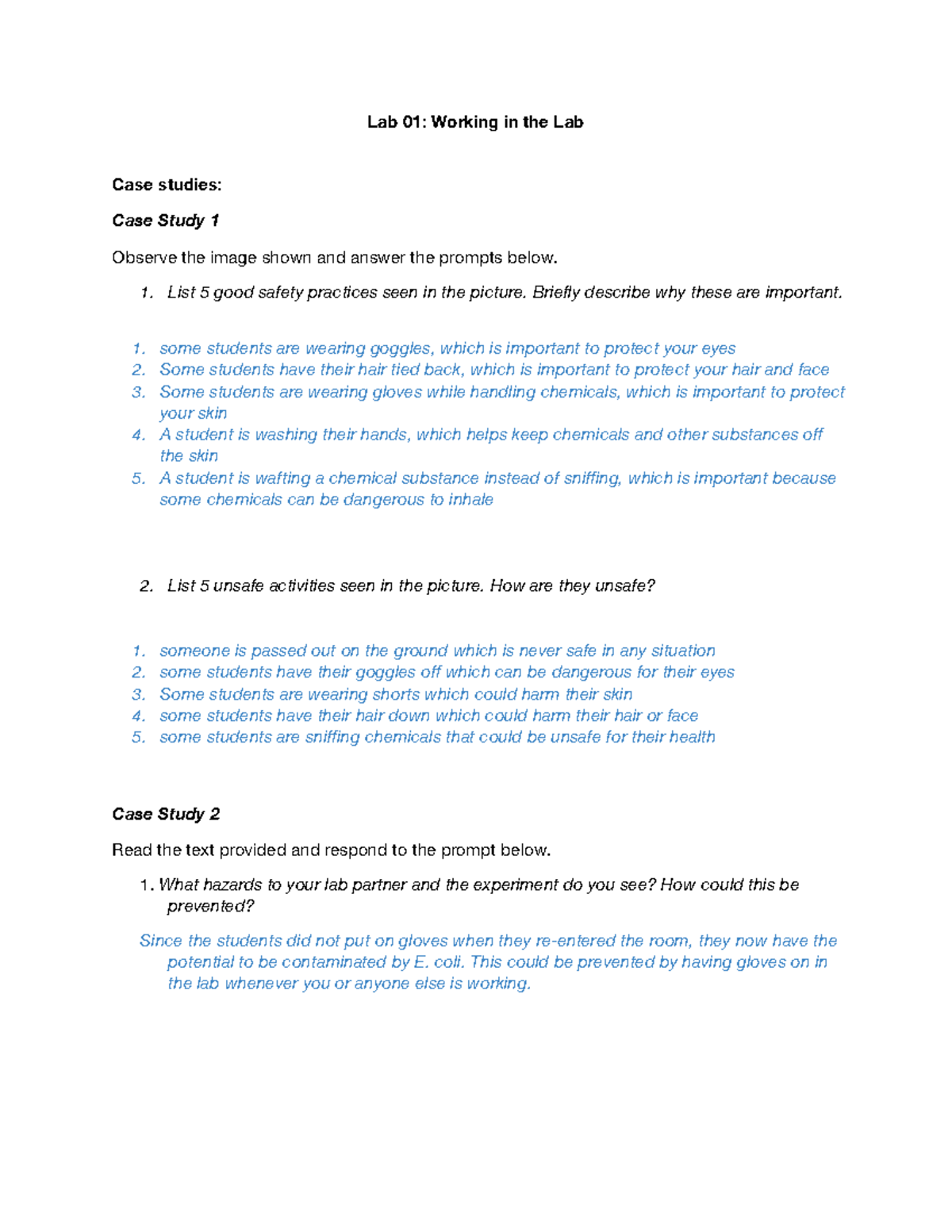 Copy of Lab 1 Working in the Lab V1 - Lab 01: Working in the Lab Case studies: Case Study 1 ...